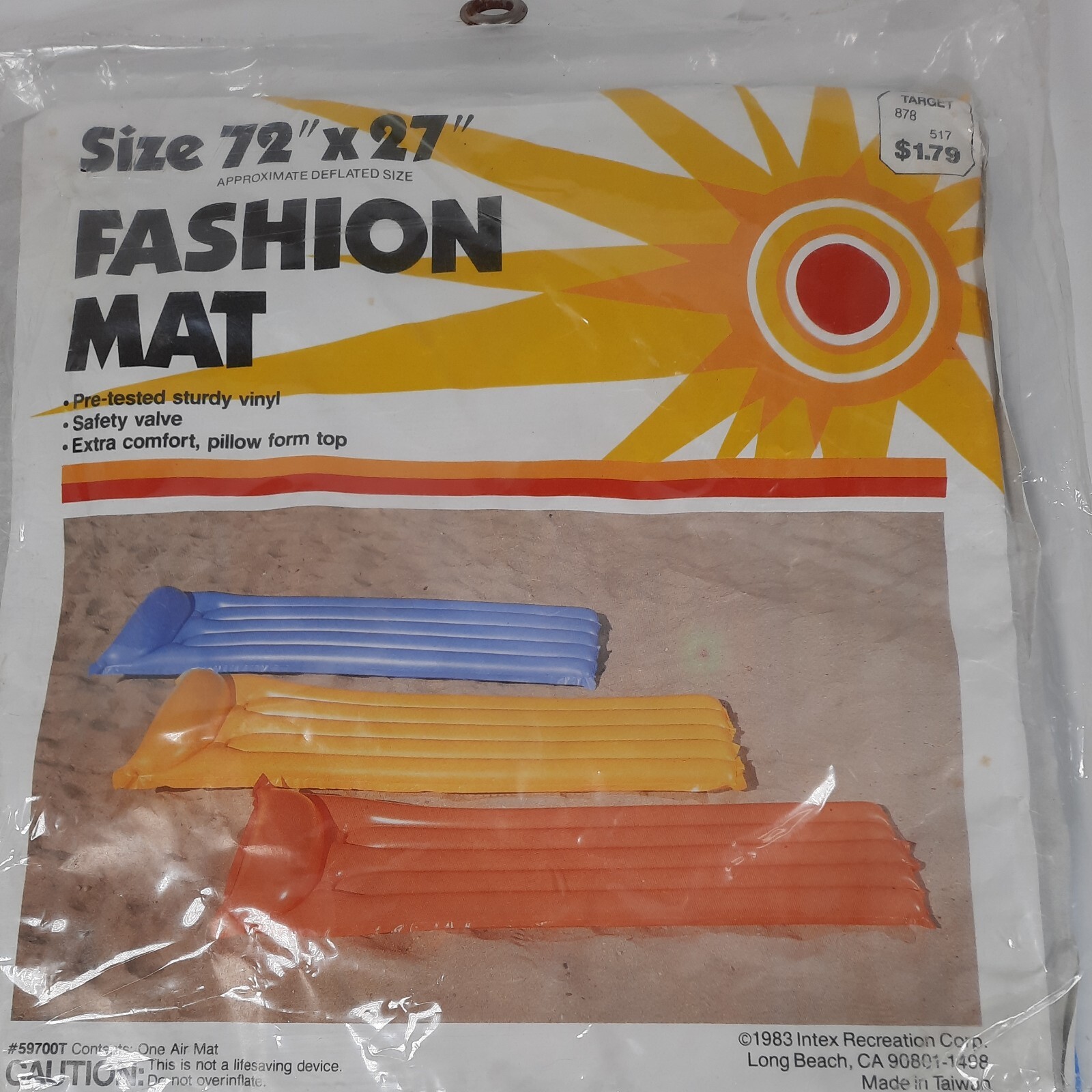 Vintage Intex Fashion Mat Vinyl Pool Float Inflatable 1983 72 X 27 ...
