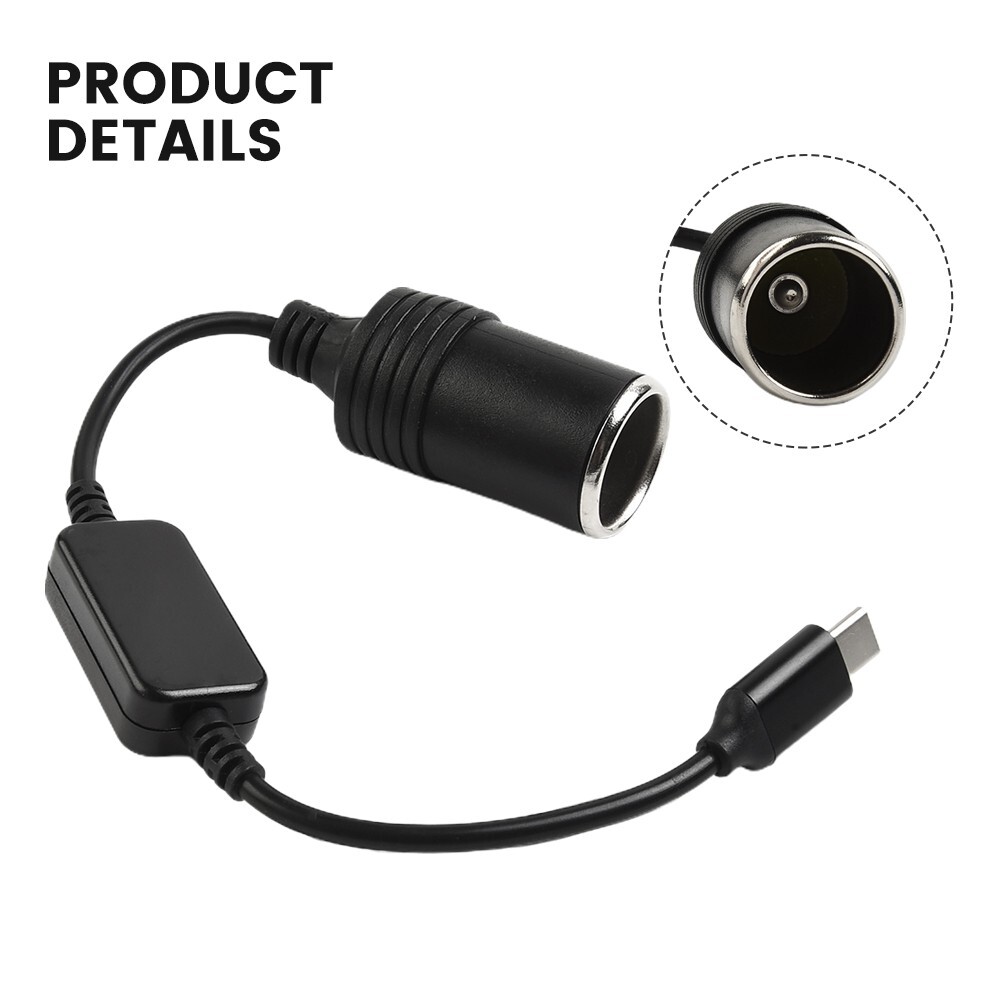 Adapter Converter Cable Plug Socket Type-C USB Vehicle 1pcs Accessories ...