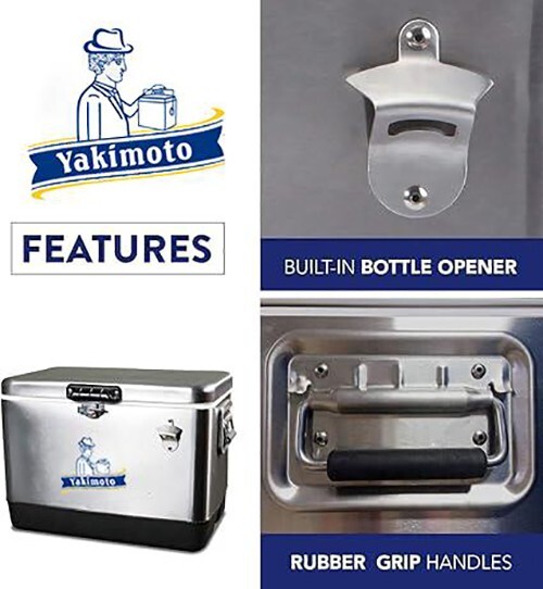 Yakimoto 54Qt Stainless Steel Cooler Metal Ice Chest Retro Camping ...