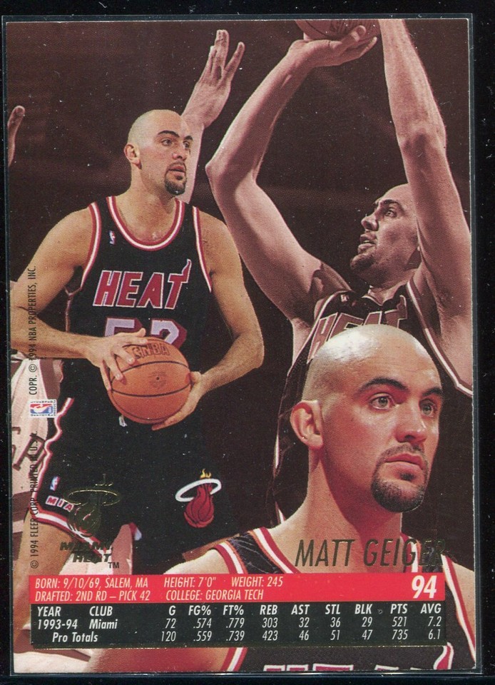 1994-95 Fleer Ultra Matt Geiger #94 Miami Heat | eBay