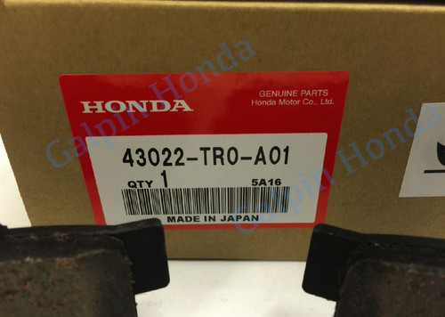 2012-2014 Honda CIVIC Si, EX, EX-L OEM Rear/Disc Brake Pad 43022-TR0 ...
