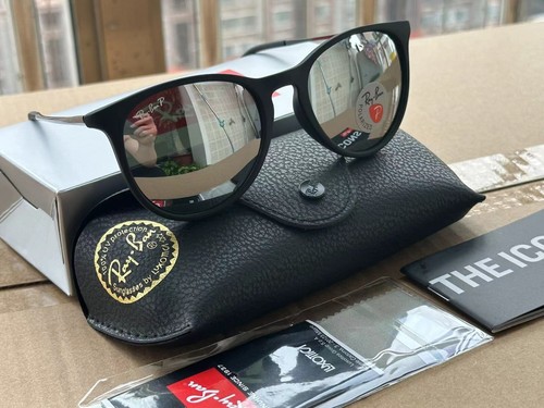 New Ray-Ban-Erika Mirror Sunglasses RB4171 601 Black Silver | eBay