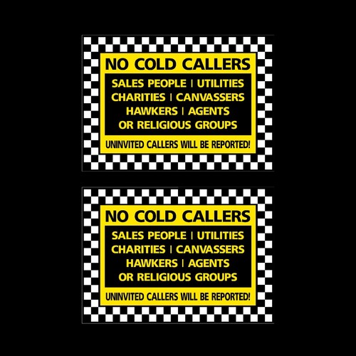 2x Stop Cold Calling Door Sticker No Canvassers Callers Religious ...