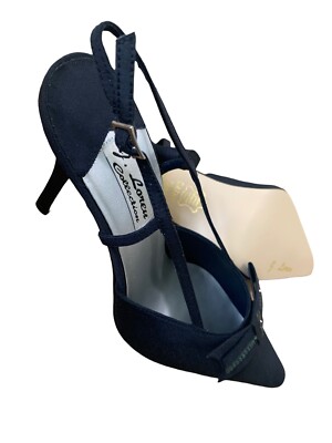 J Loren Cathy 7.5 M Sling Back stiletto Heel Shoe Bow w/Rhinstones ...