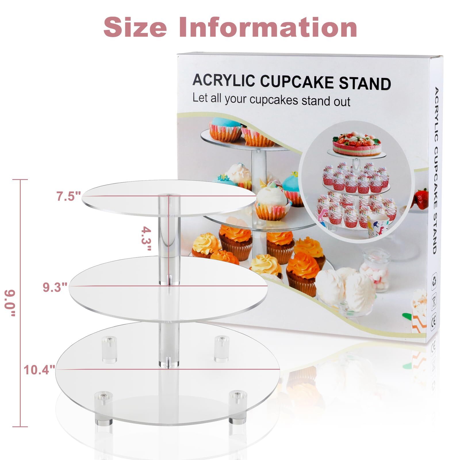 3 Tiers Round Cupcake Stand Acrylic Cake Tower Stand Holder Macaron ...