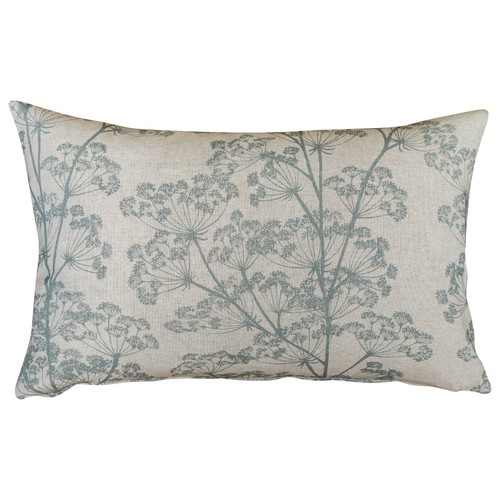 Cow Parsley XL Rectangular Cushion. Duck Egg Blue Botanical Design ...