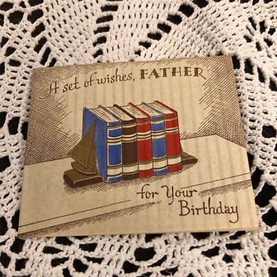 Vintage Greeting Card Birthday Father Books Book Ends | eBay