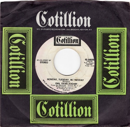 Emil Dean Zoghby – Monday, Tuesday, Wednesday 1970 Cotillion Promo Rock ...