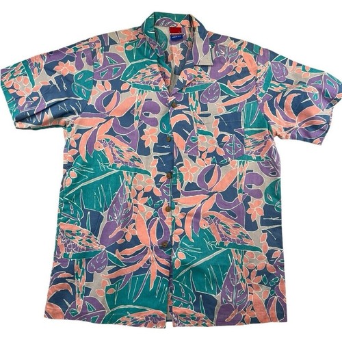 VTG Catalina Hawaiian Aloha Shirt Mod tropical USA Mens LG Pastels pink ...