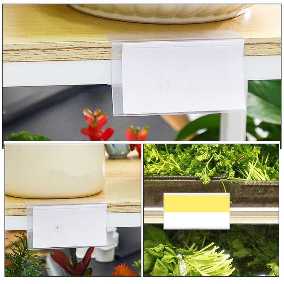 25 Pcs Price Tag Clear Holder Office Label Holders for Shelves Card | eBay
