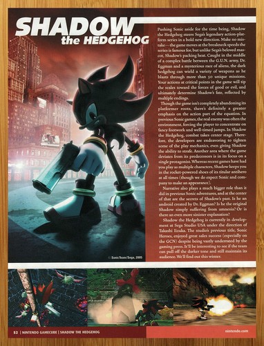 2005 Shadow the Hedgehog Nintendo Gamecube Print Ad/Poster Video Game ...