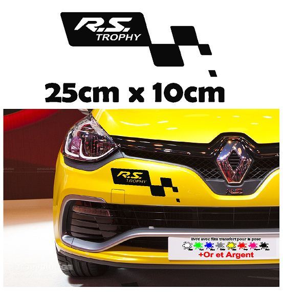 1x sticker BLANC Renault " RS trophy " pare choc clio megane RS R.S ...