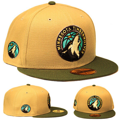 New Era Minnesota Timberwolves Fitted Hat NBA Customized Wheat Green ...