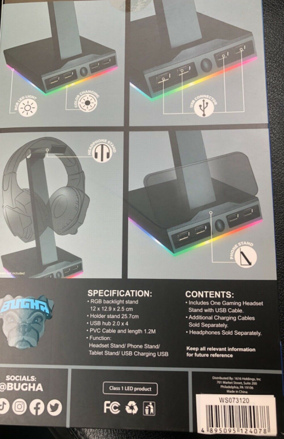 NEW Bugha LED Gaming Headset Stand With 4 USB Ports, Brand NEW | eBay