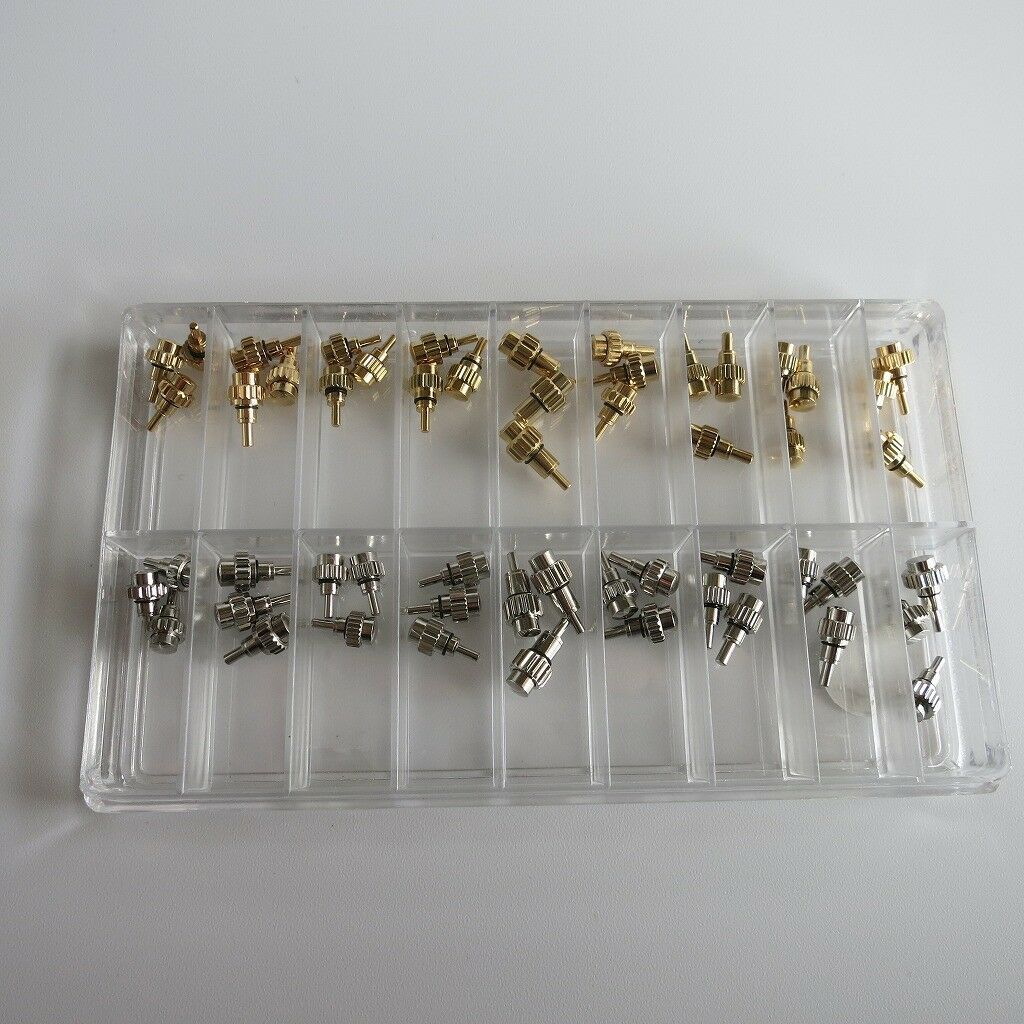 54Pcs 9 Sizes Steel Button Drive In Watch Pusher Flat Head Push Type ...