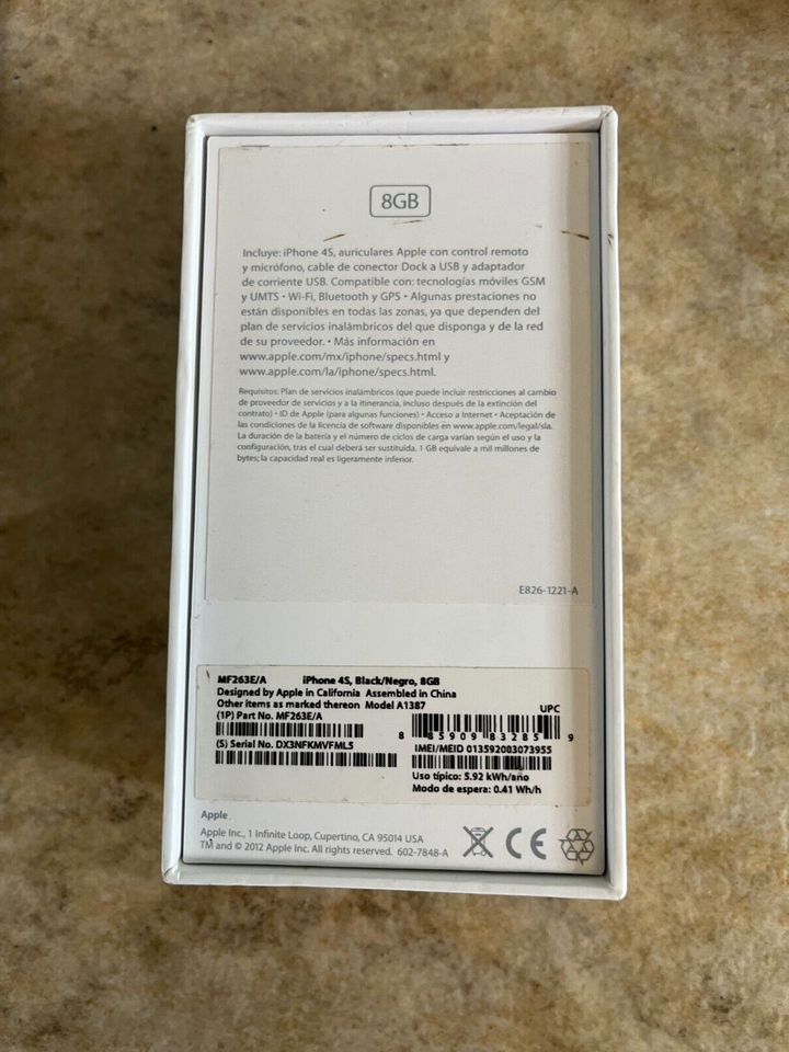 Apple iPhone 4S BOX ONLY, 8GB, Black, Excellent Condition, NO ACCESSORIES | eBay