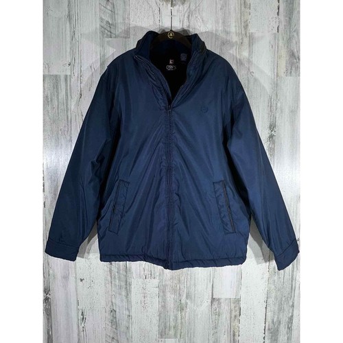 Chaps Mens Jacket Navy Blue Fleece Lined Zip Hoodie Size Medium | eBay