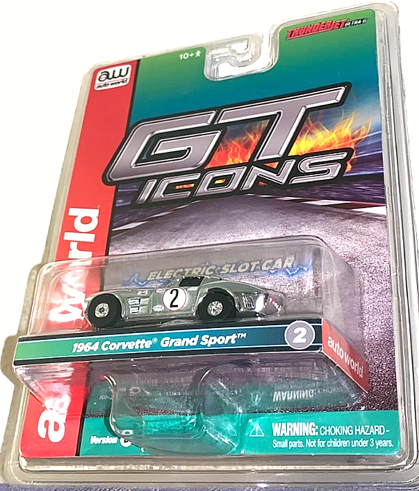 AUTO WORLD 2025 1/64 CHROME 1964 CORVETTE GRAND SPORT GT ICONS SLOT CAR ...