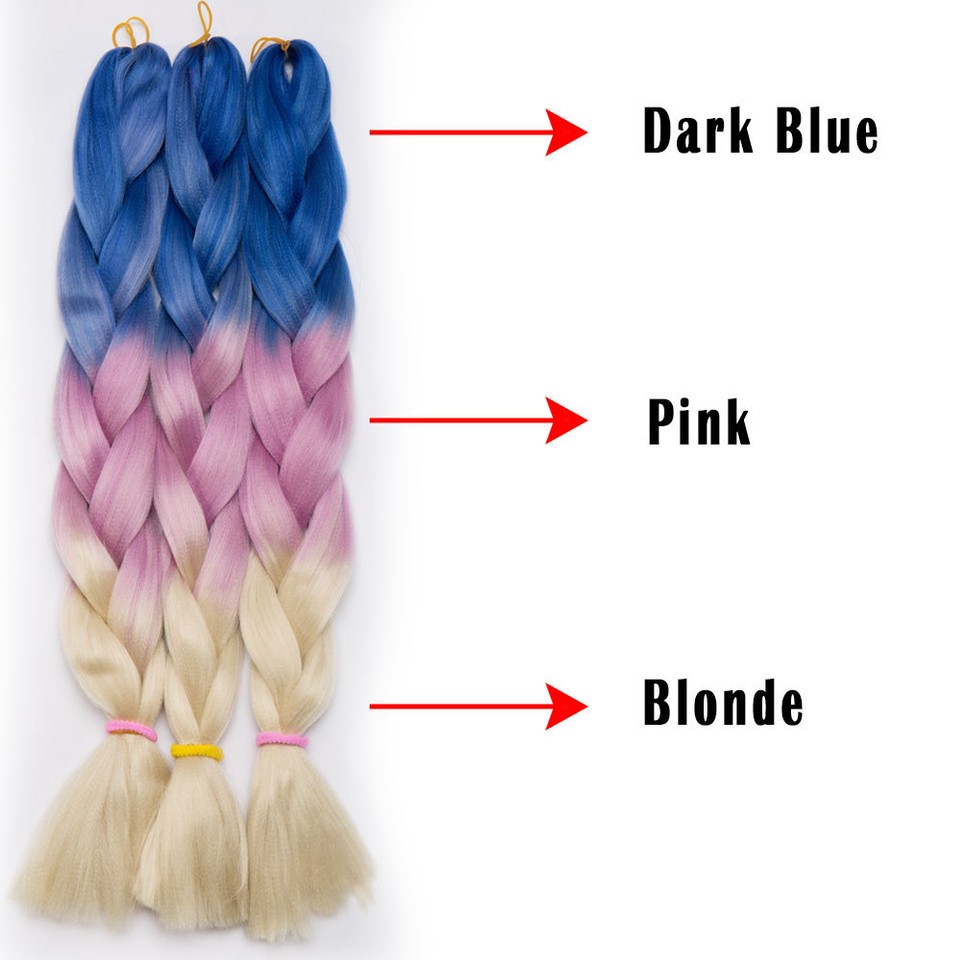 24"Ombre Color Jumbo Braiding Hair Extension Two Tone Color Synthetic ...