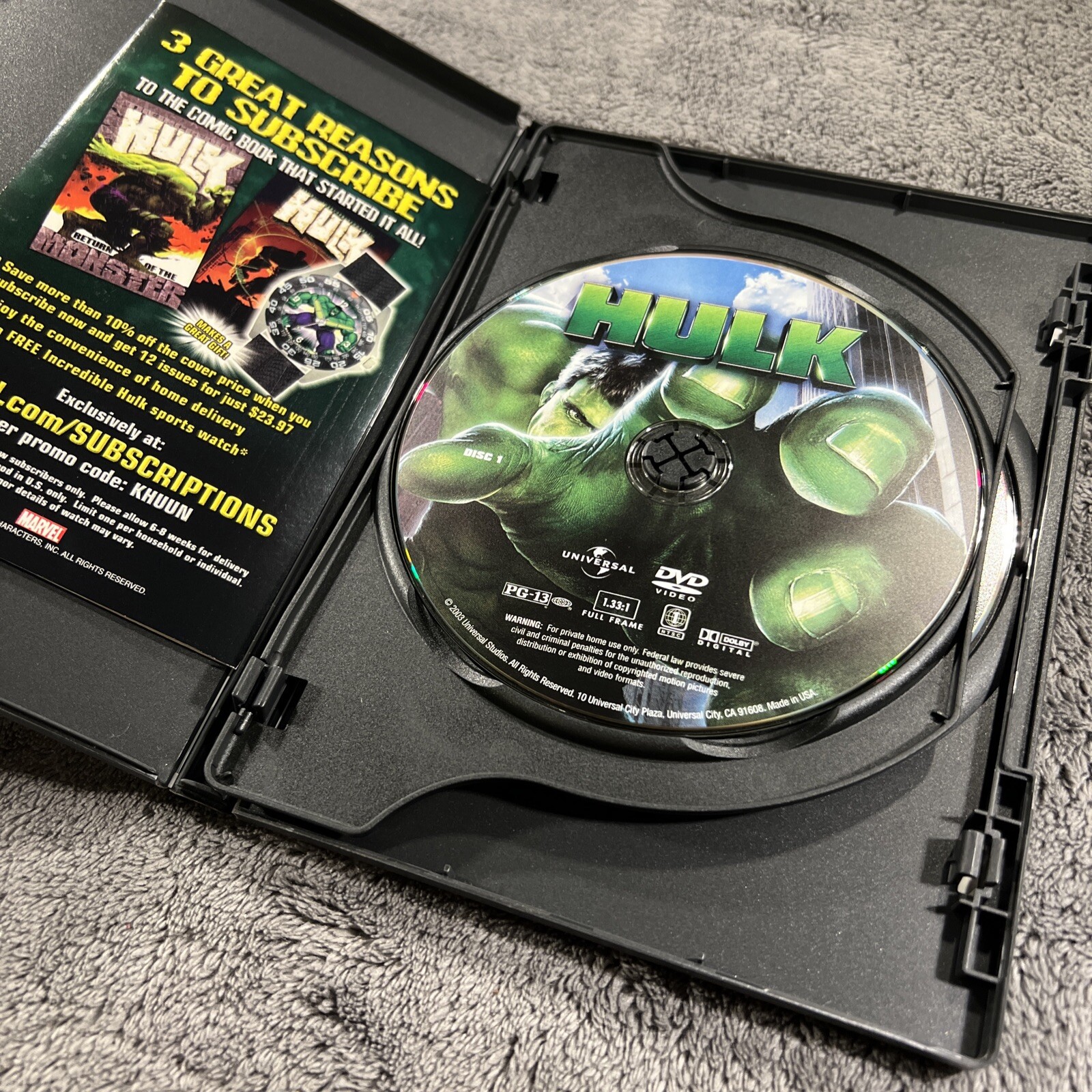 HULK (DVD, 2003, 2-Disc Set) - Universal Studios - Marvel MCU Full ...