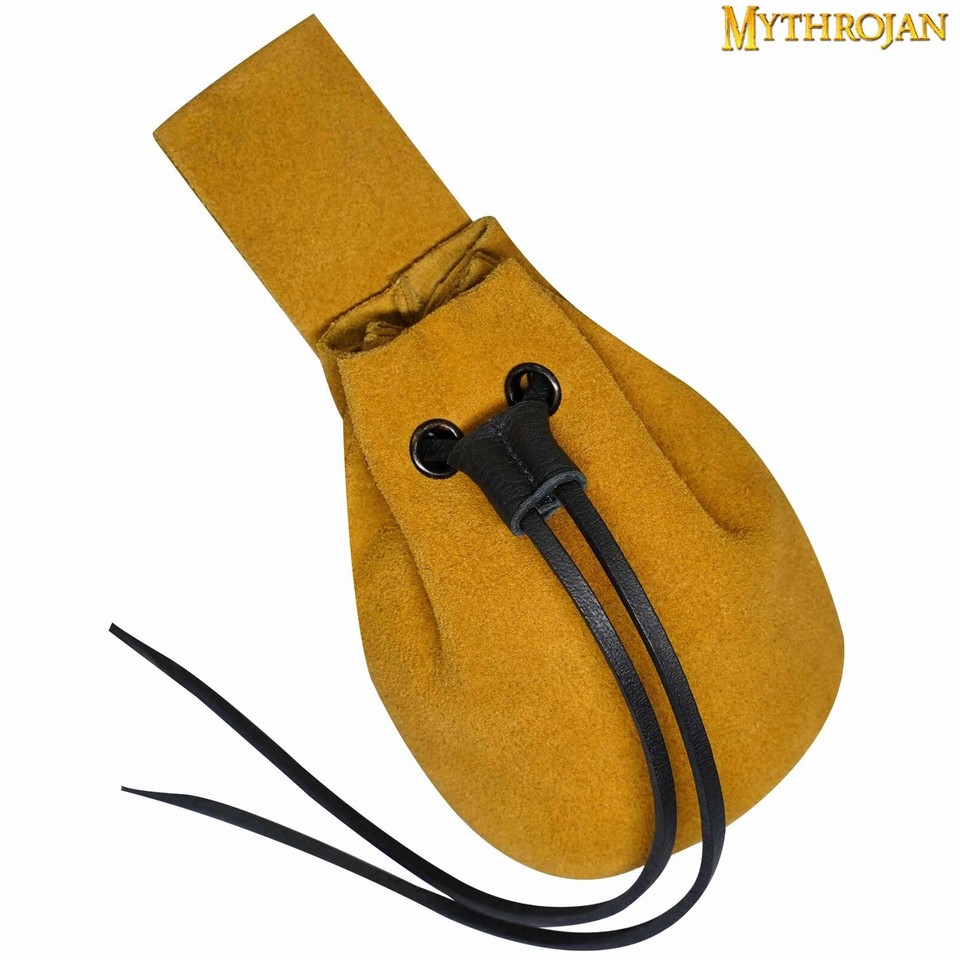 Medieval Suede Leather Pouch Renaissance Drawstring Bag for Jewelry ...