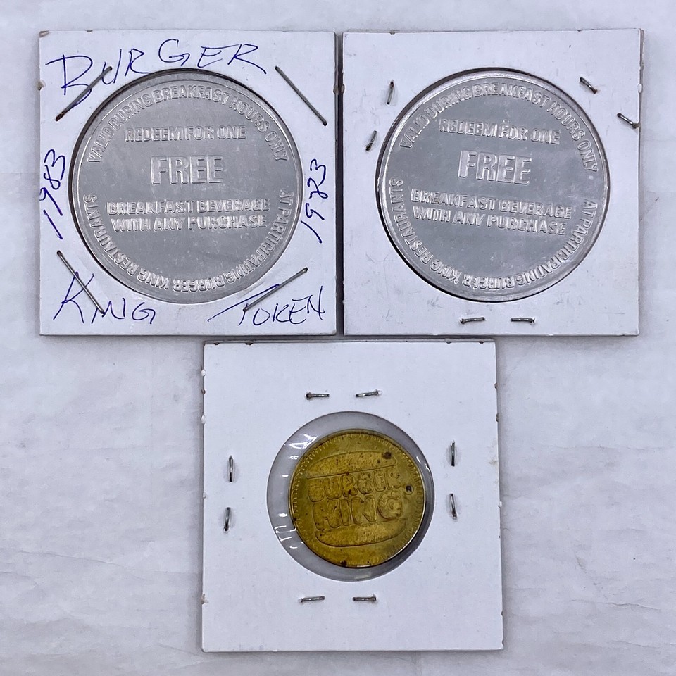 3 Vintage 1983 Burger King Free Breakfast Beverage and Plain Tokens | eBay