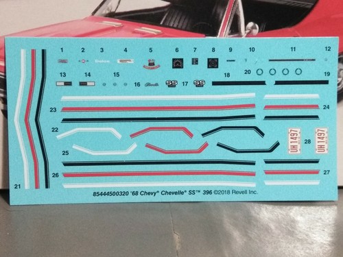 🌟 Decal Sheet 1968 Chevy Chevelle SS 396 1:25 Scl 1000s Model Car Parts ...
