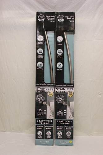 72" Rustproof High-Grade Stainless Steel Dual Mount Curved Shower Rod ...