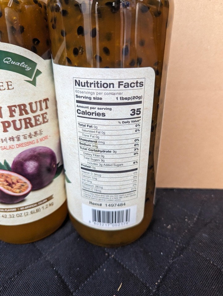 2 Bottles Vonbee Passion Fruit Honey Puree Flavored Tea Base 42.32oz/ 2 ...