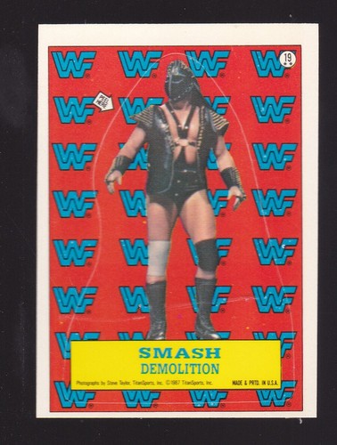 1987 Topps WWF Wrestling Smash Demolition Sticker #19 | eBay