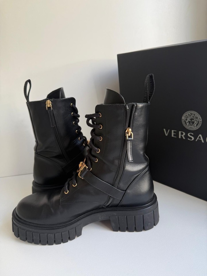 Versace leather lace-up boots size 39 made in spain | eBay