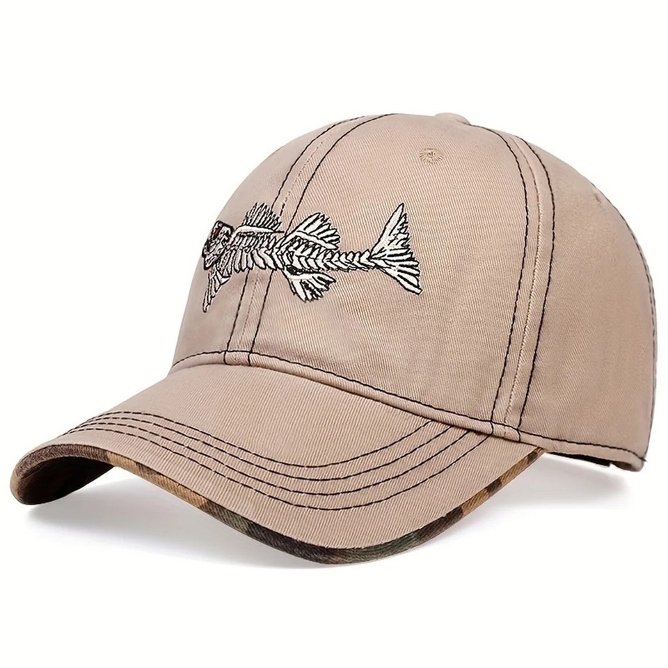 New Fish Skeleton Hat Fishing Baseball Cap Trucker Hats For Men Casual ...