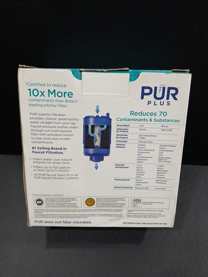 PUR Plus Faucet Mount Filtration System Mineral Core Indigo Ink New ...