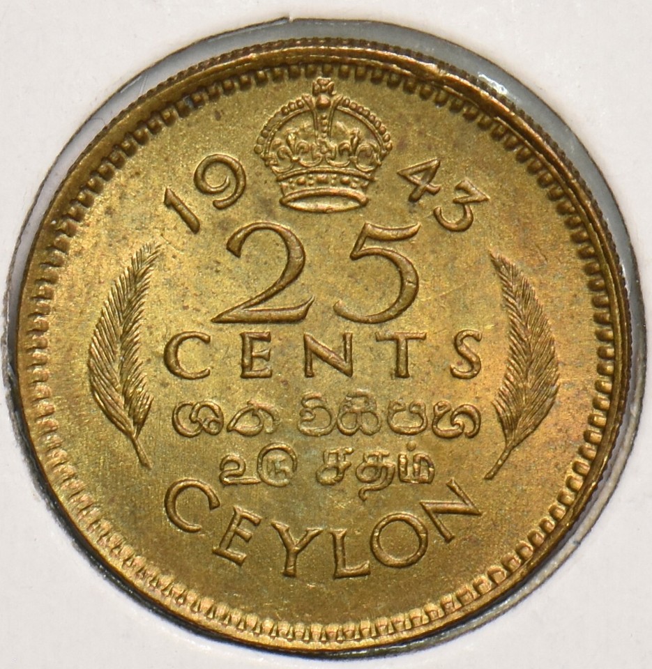 Ceylon 1943 25 Cents George VI 491613 combine shipping | eBay