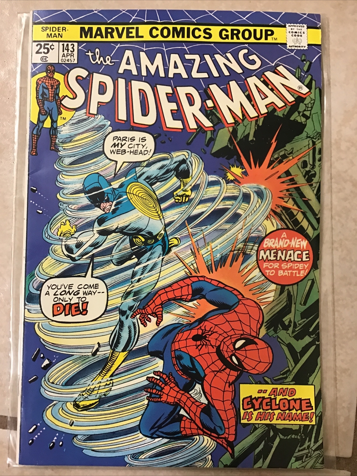 The Amazing Spider-Man #143 (April 1975) 1st Appearance Cyclone Marvel ...