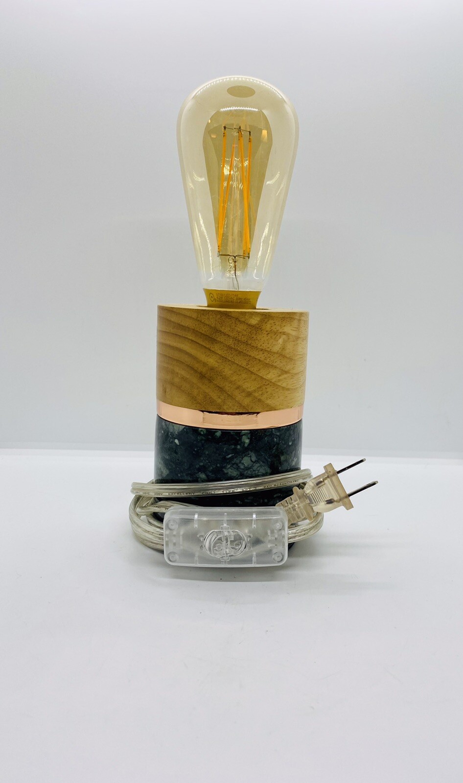 Intertek Hextra Globe Lamp Brass Marble Cylinder Base Desk/Table Light ...