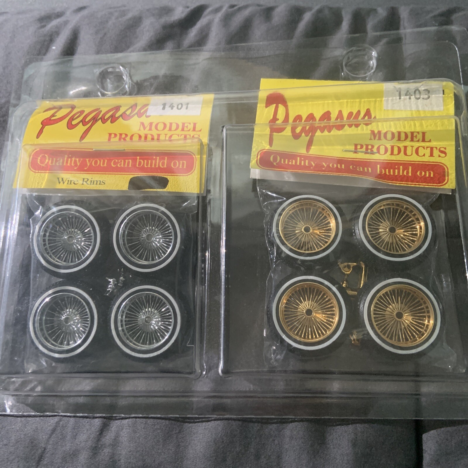 Pegasus Hobbies 1/18 scale Chrome And Gold lowrider wire wheels Daytons ...