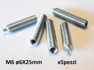 5 GRANI PER REGISTRO M6 ø6X25mm FERRO ZINCATO VITI TESTA ESAGONALE ...