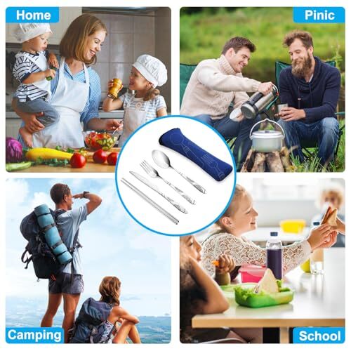 10PCS Premium Travel Utensils With Case, Stainless Steel Reusable ...