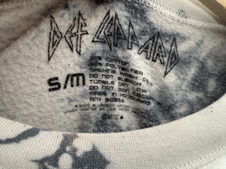 Def Leppard Hysteria Sweatshirt Bleach Tie Dye Graphic Band Merch S/M ...
