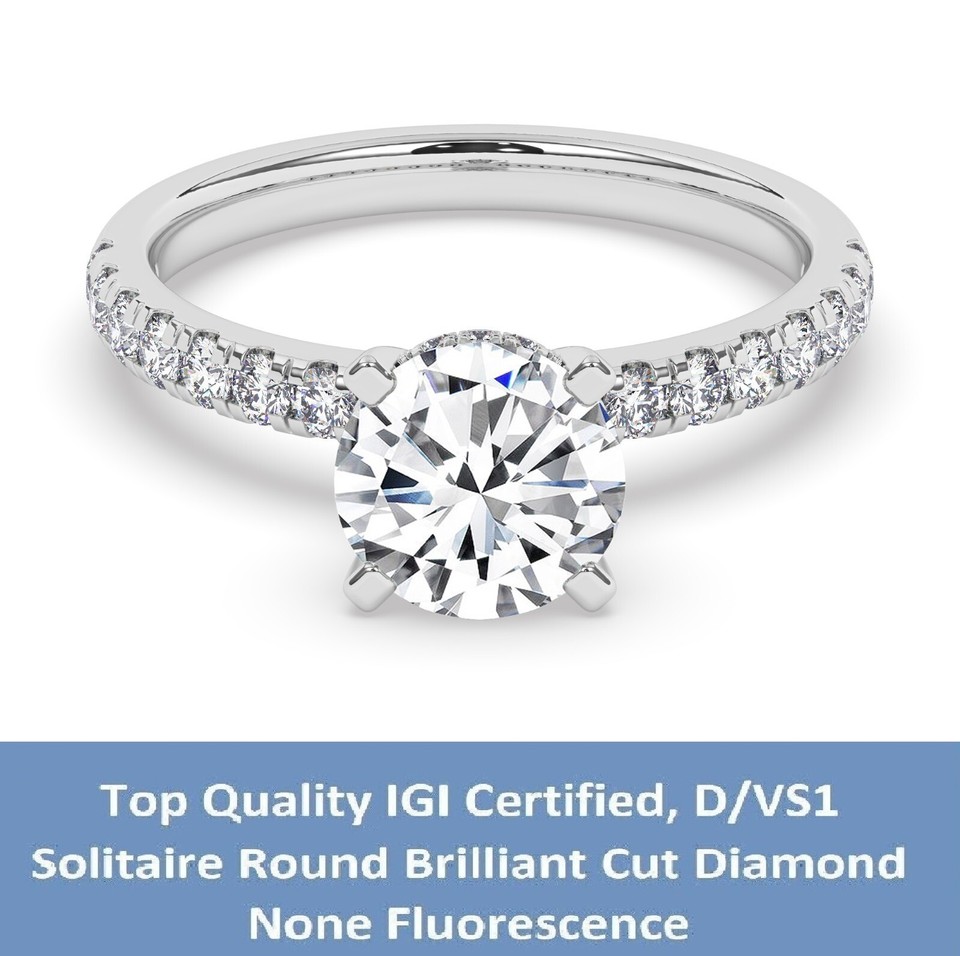 IGI,D/VS1,2 CT Solitaire Lab-Grown Round Diamond Engagement Ring,950 ...