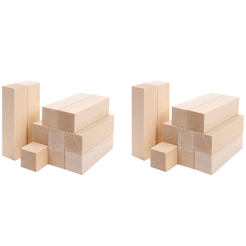 Large Carved Blocks (20 Packs) 4 x 1 x 1 Unfinished Linden Wood6469- | eBay