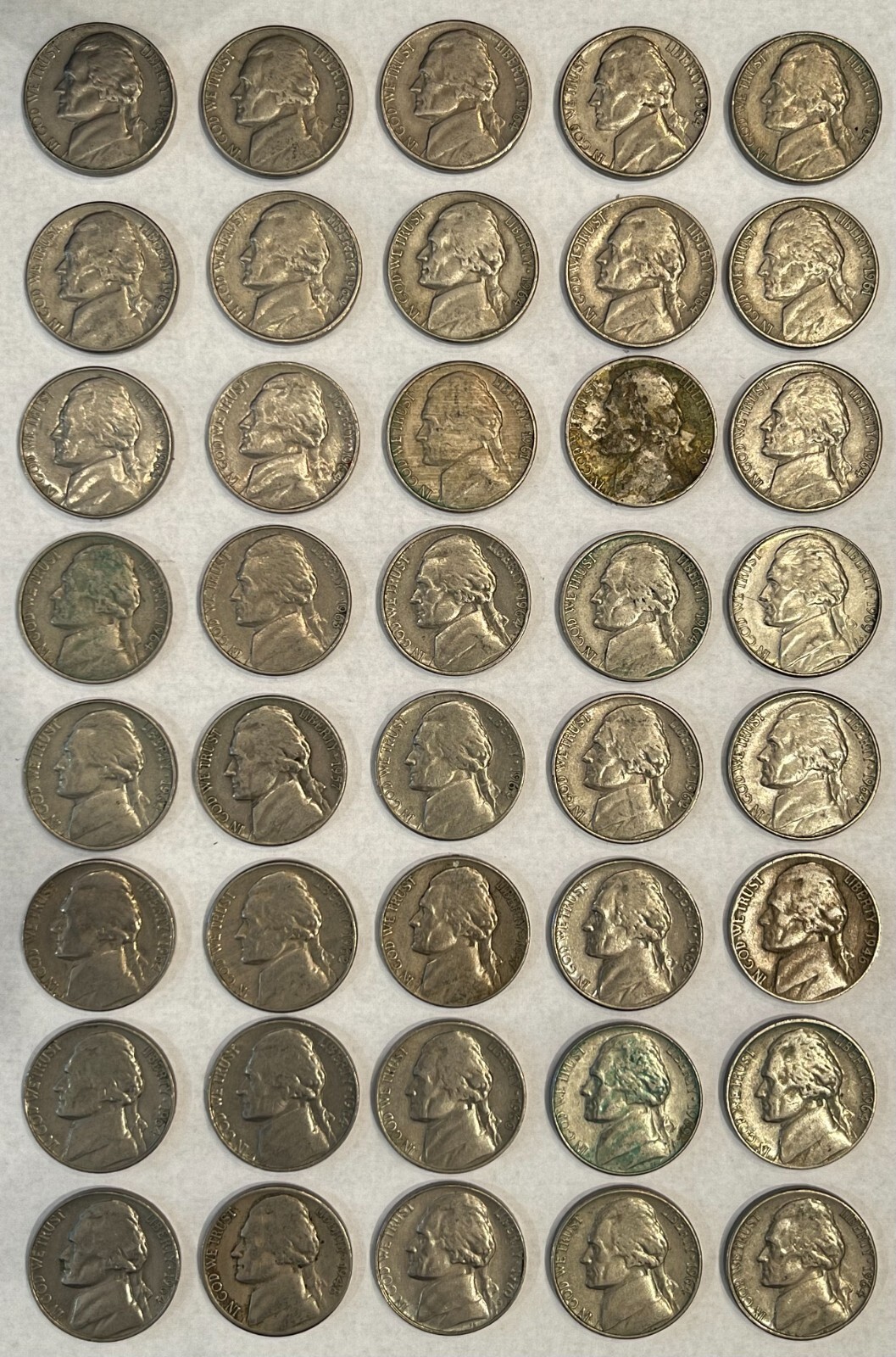 Collection of 40 US Five Cents Coins: 1948-1970 | eBay