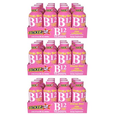 Stacker Two Pink Lemonade B12 10,000% Energy Shots Case of Pack of 36 ...