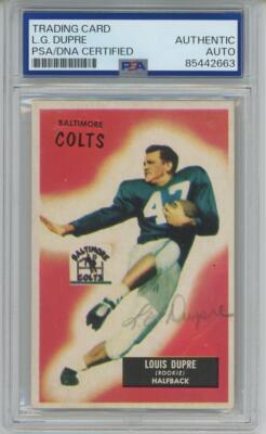 1955 Bowman #160 L.G. Dupre signed RC Rookie Baltimore Colts PSA/DNA ...