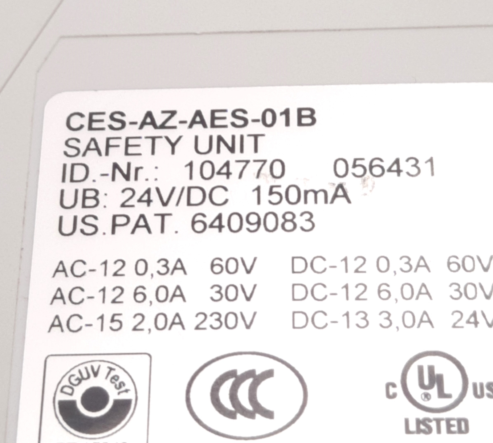 Euchner CES-AZ-AES-01B Evaluation Unit 150mA 24v DC, Floating Relay Output 20mA | eBay