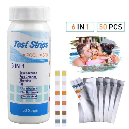 6 IN 1 Chlorine Dip Test Strips Hot Tub SPA Swimming Pool PH Tester ...