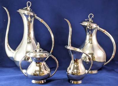 1962 STERLING Silver Mid Century Modern 4pc Tea and Coffee Set by Eugen ...