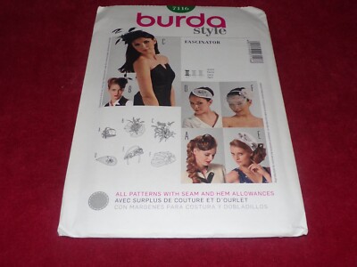 💐 BURDA #7116 - LADIES BEAUTIFUL ( 6 STYLE ) HAT FASCINATORS PATTERN FF ...
