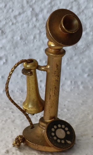 Antique old miniature small golden metal telephone toy | eBay